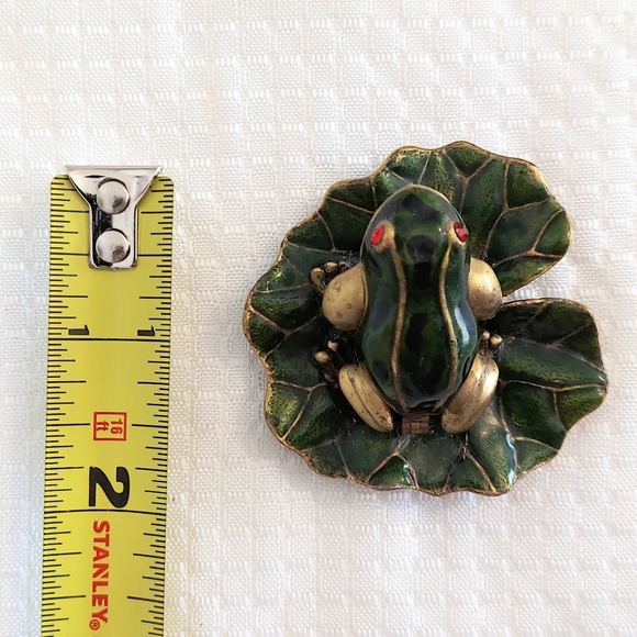 unbranded | Accents | Frog On Lily Pad Trinket Box Enameled Metal Red ...